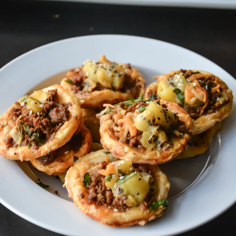 Spicy sweet kiwi lamb walnut puffs - Relish The Bite
